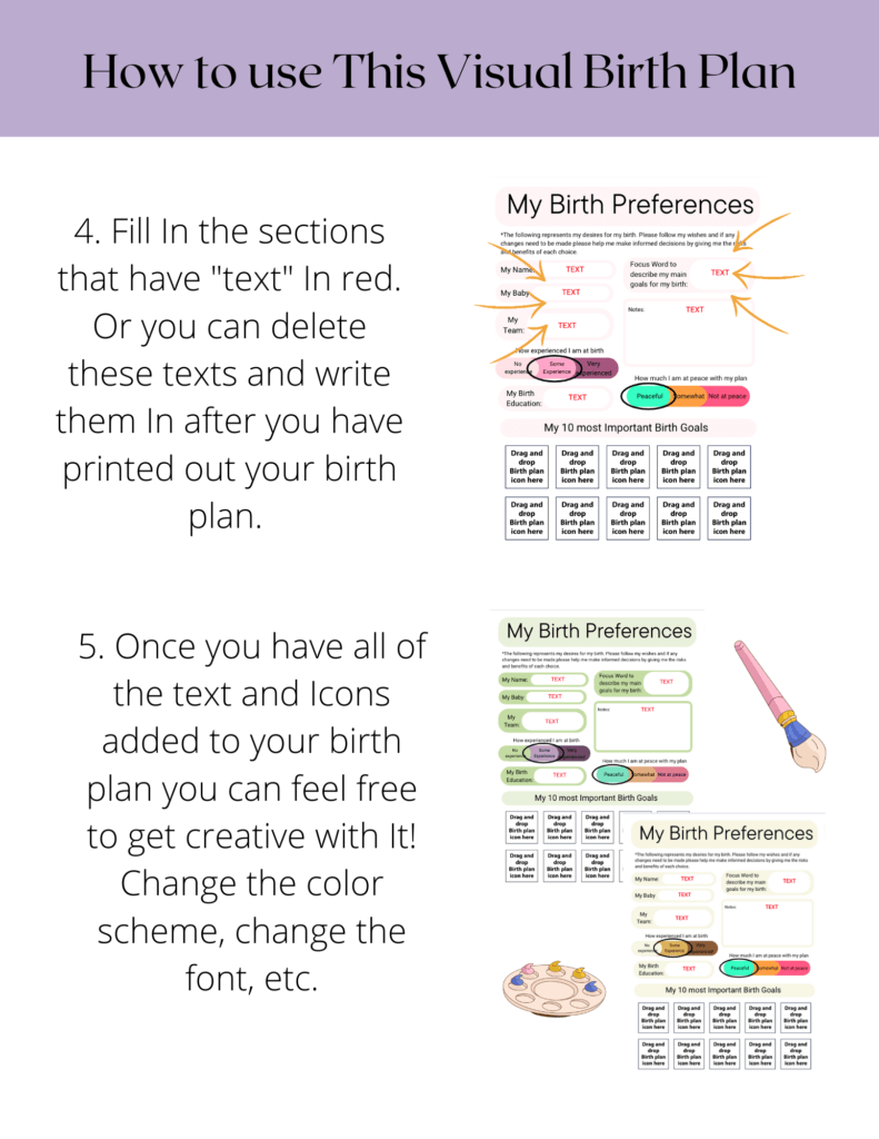 Visual Birth Plan Icons - Voices of Eve